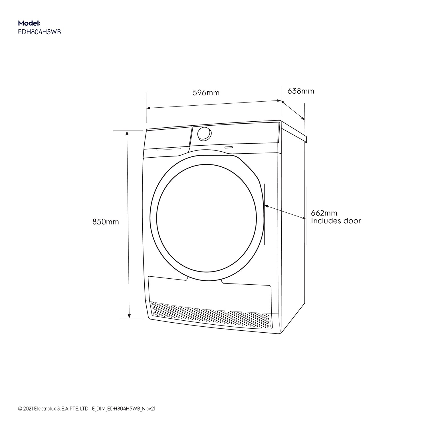 Heat pump dryer UltimateCare 500 8kg - EDH804H5WB | Electrolux Indonesia
