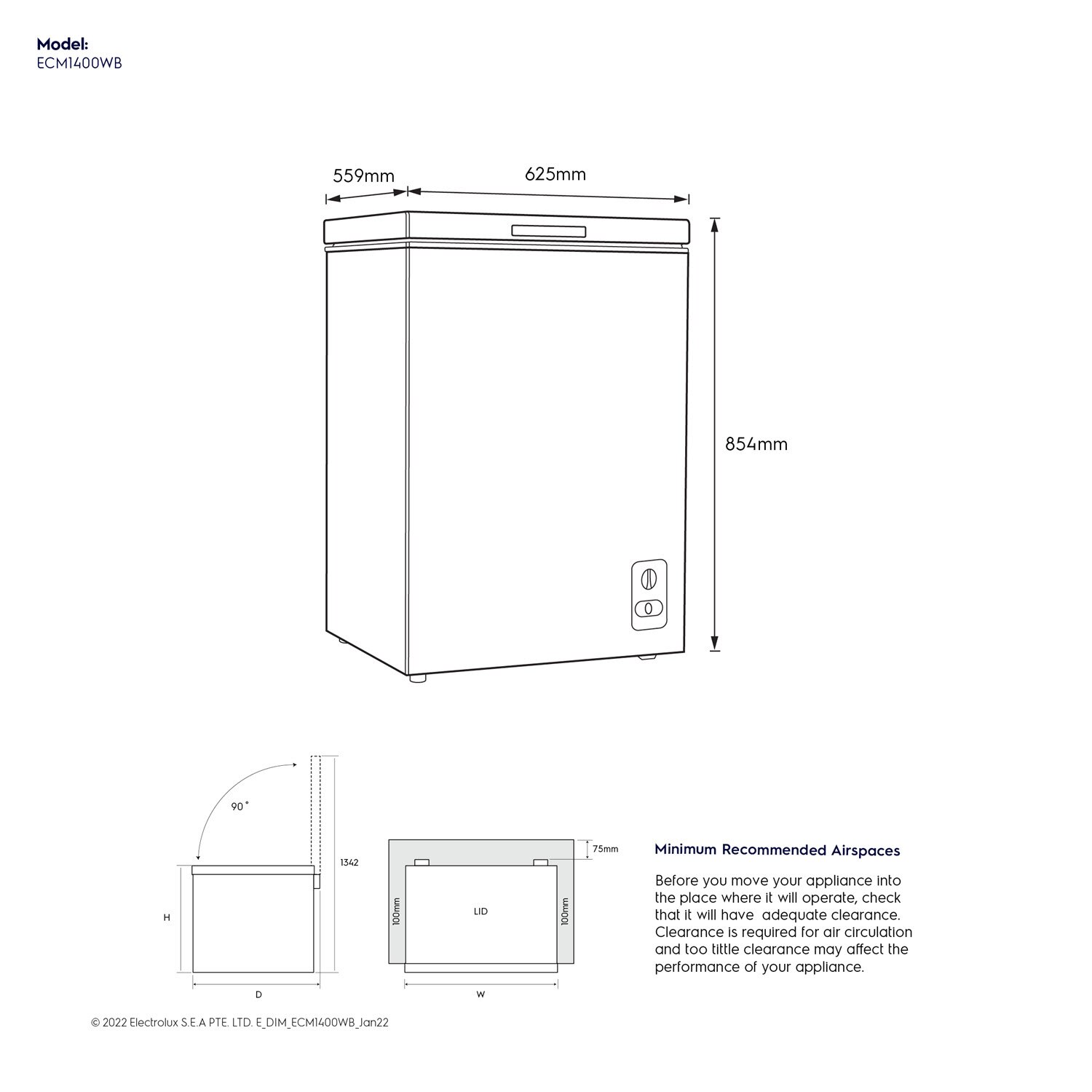 142L UltimateTaste 300 chest freezer - ECM1400WB | Electrolux Indonesia