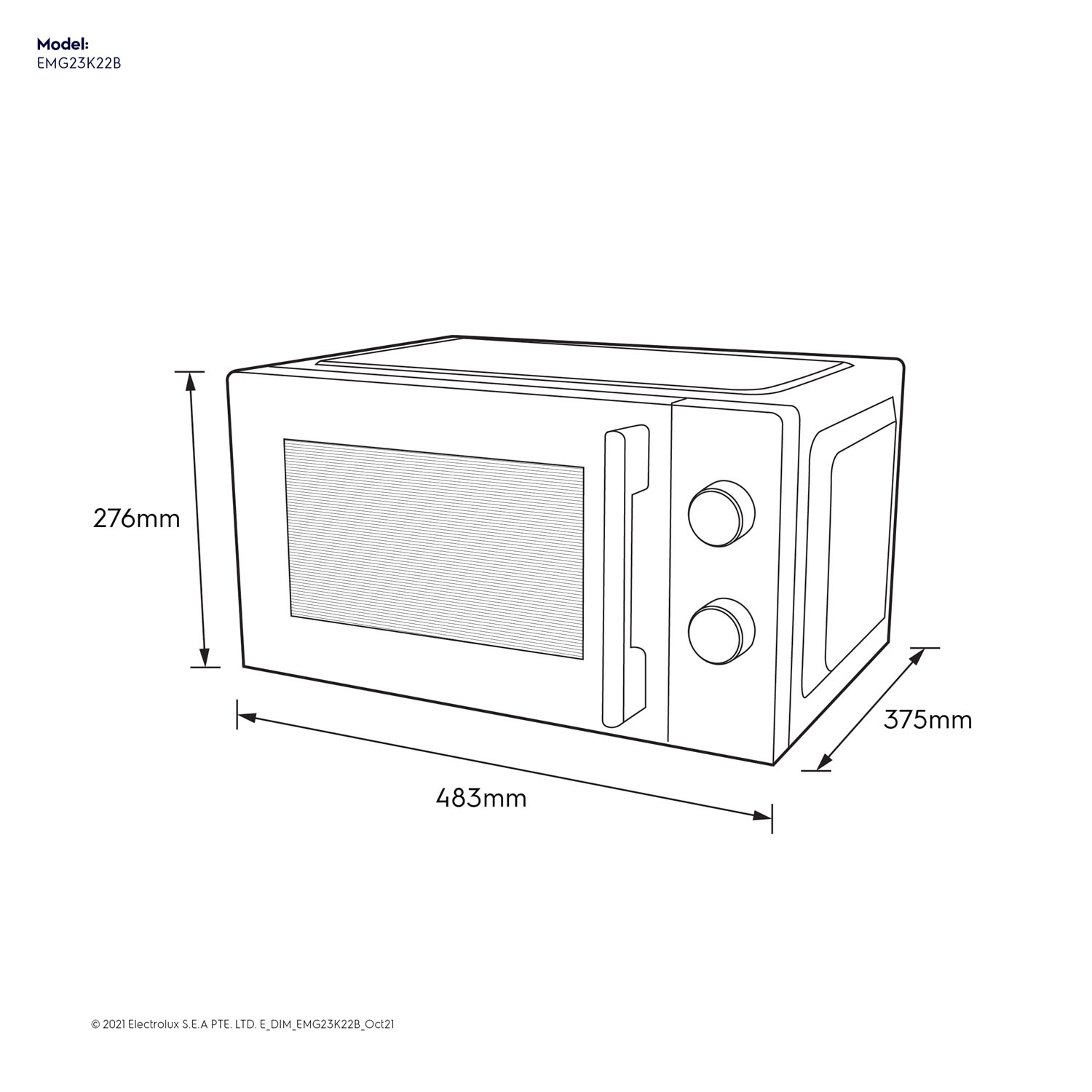 23L freestanding combi microwave oven - EMG23K22B | Electrolux Indonesia
