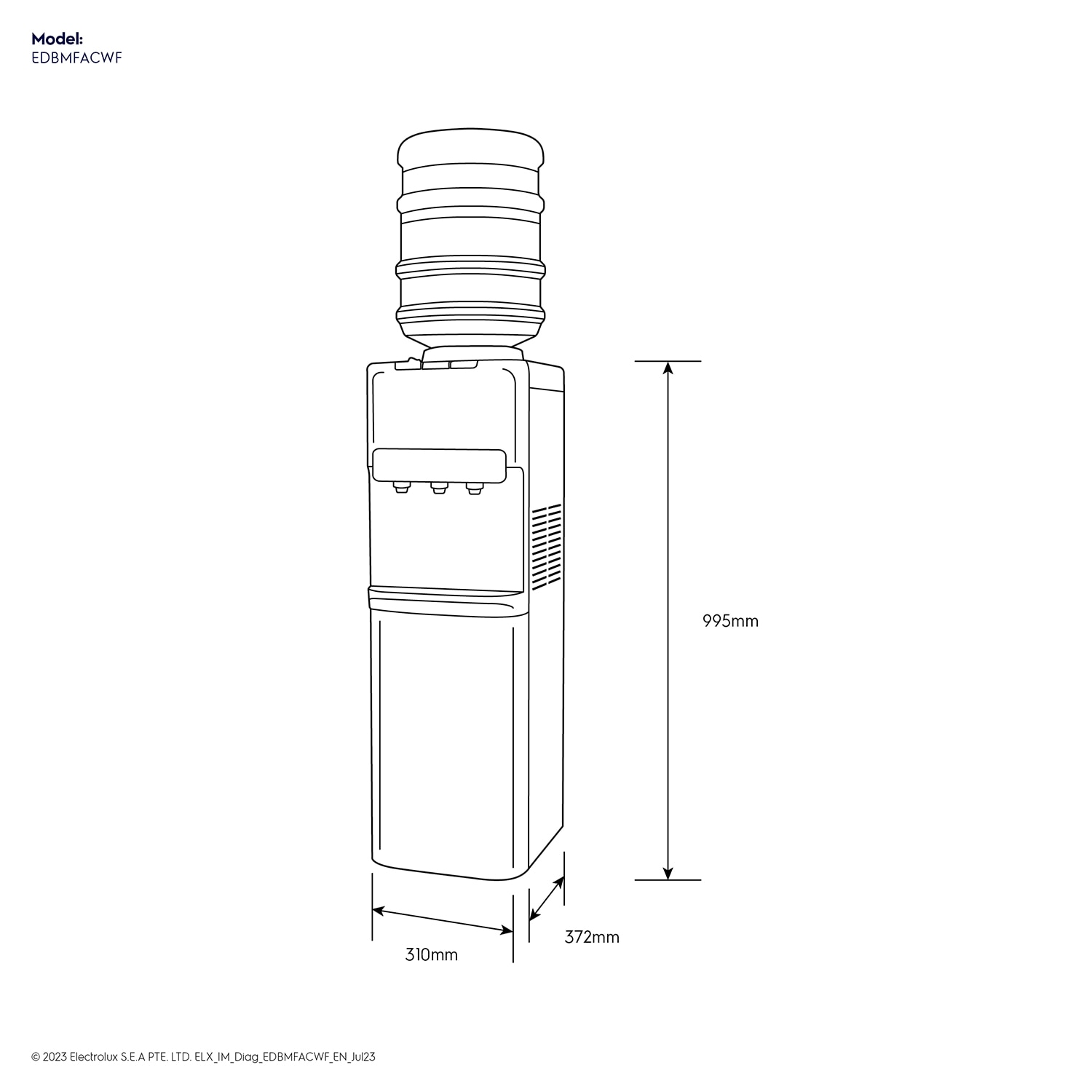 UltimateHome 500 top loading water dispenser with cabinet - EDBMFACWF